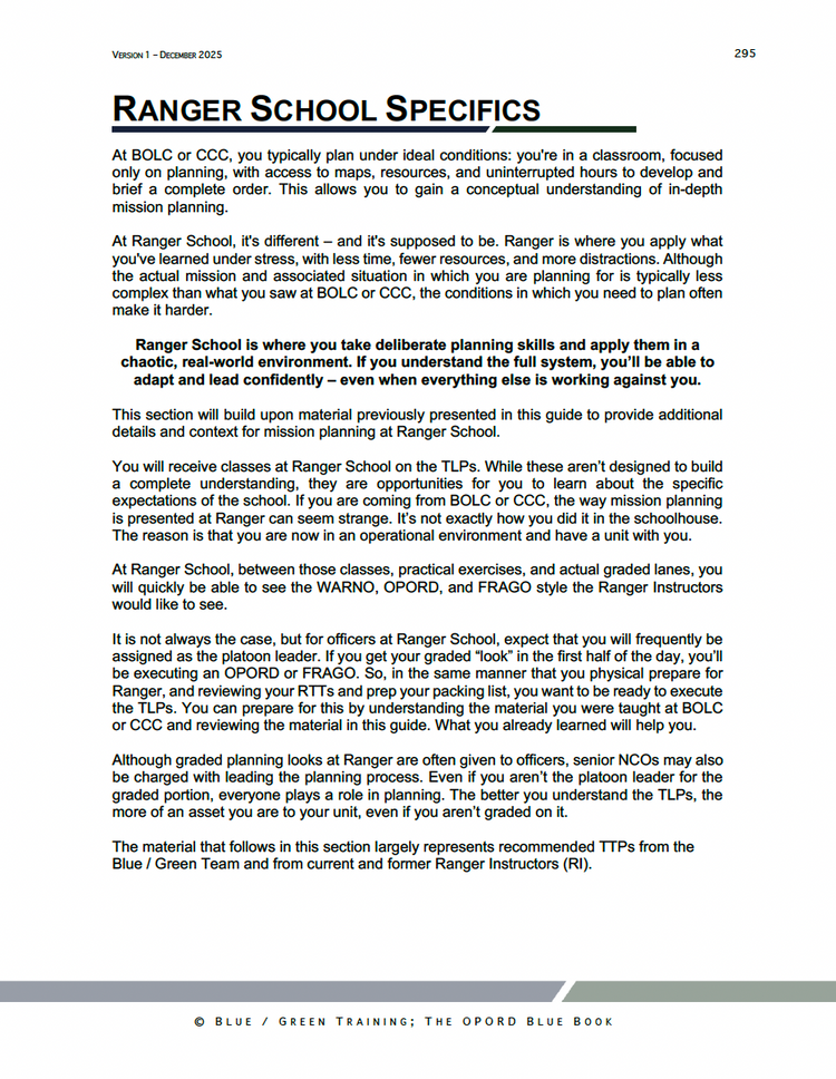 OPORD Blue Book | Complete TLP & OPORD Guide for BOLC, Ranger School ...