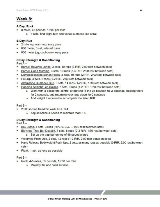 Special Forces Assessment & Selection (SFAS) Advanced - Phase 1 (V1 ...