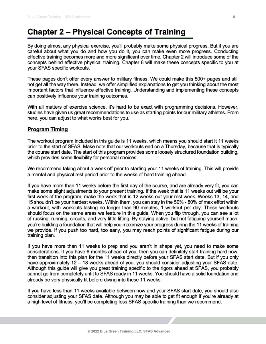 SFAS Advanced – Blue / Green Training